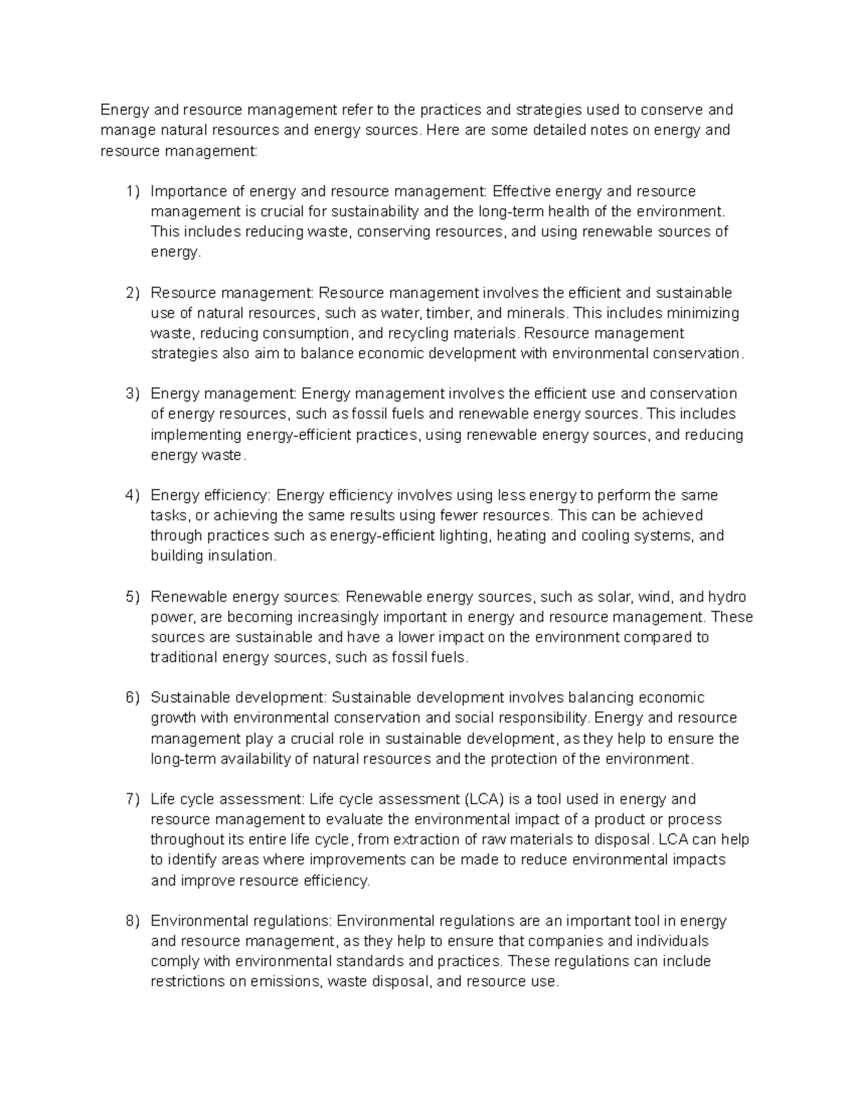 Energy and Resource Management: Environmental Science - Energy and ...