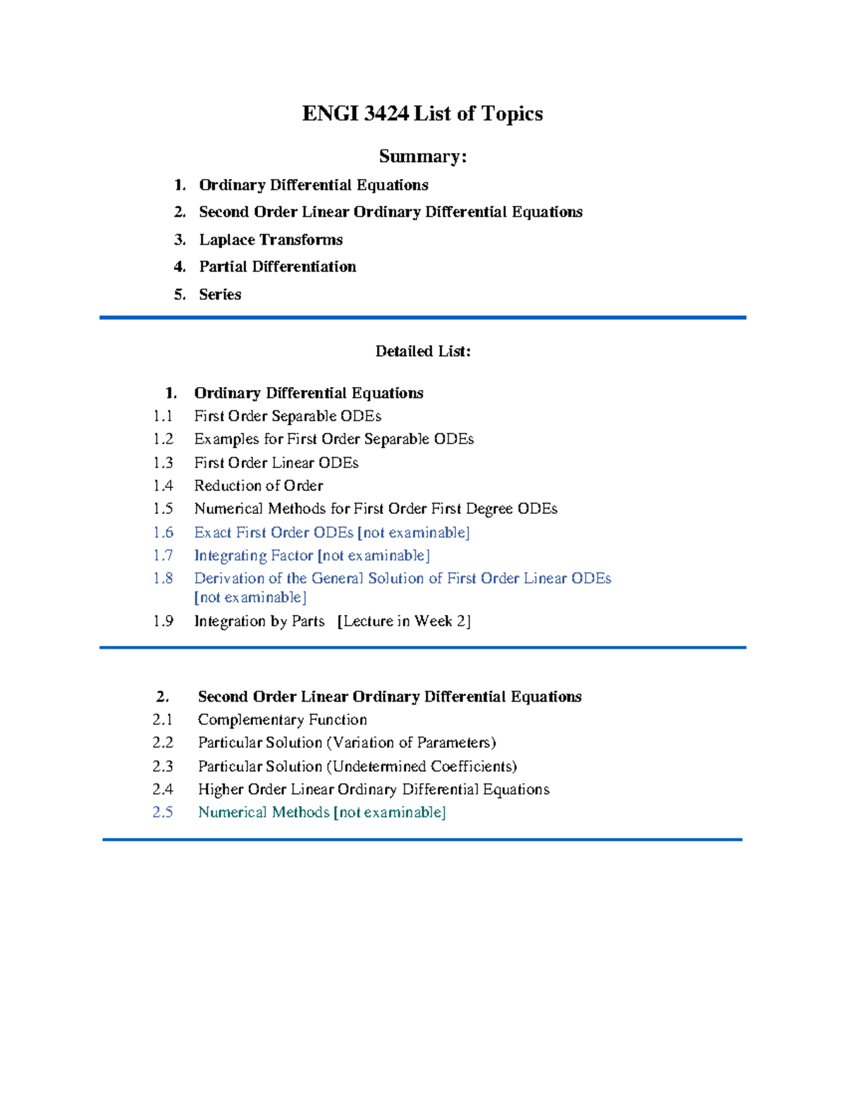 List of Topics - MATHEMATICS IV: LINEAR ALGEBRA & FOURIER Analysis ...