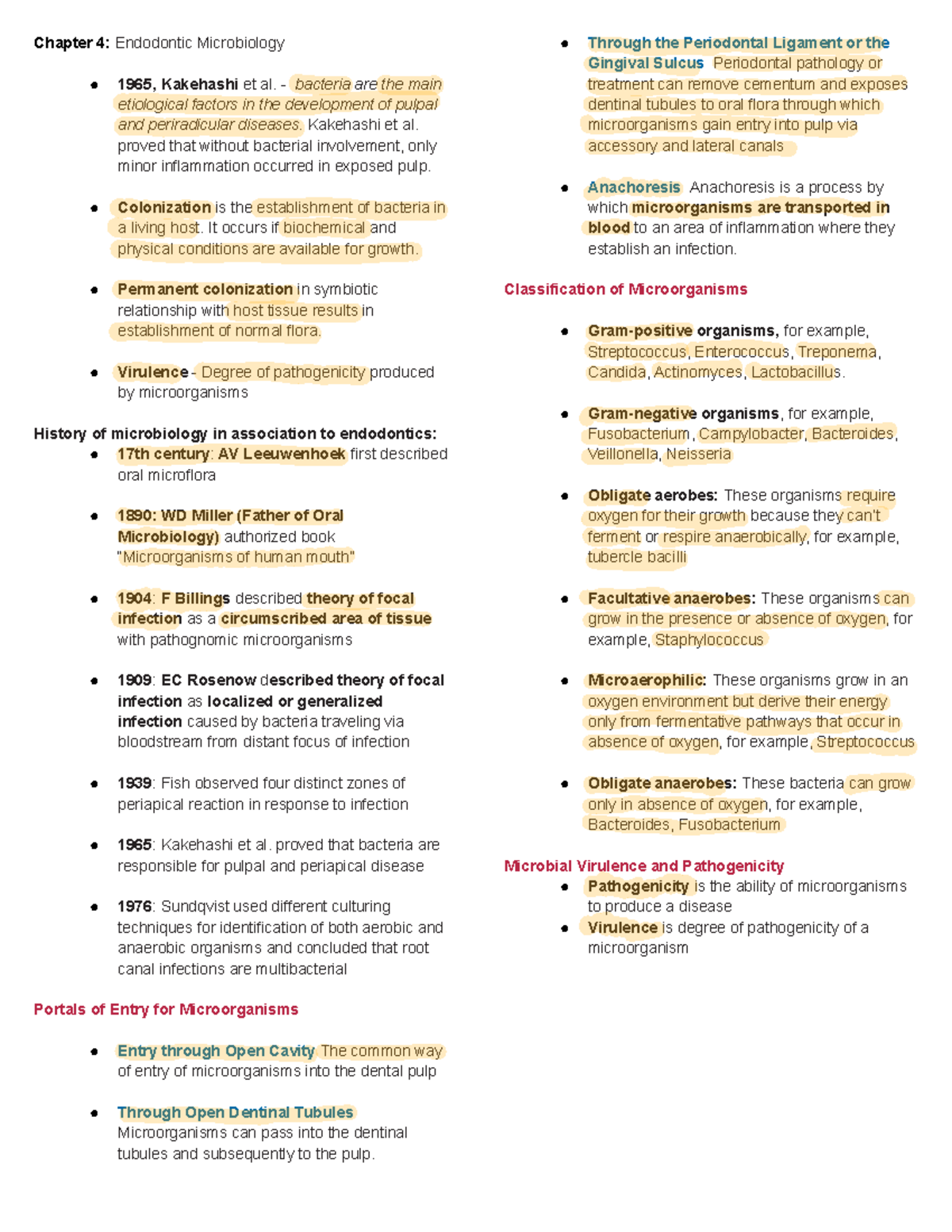 Midterm - Chapter 4 - Chapter 4: Endodontic Microbiology 1965 ...