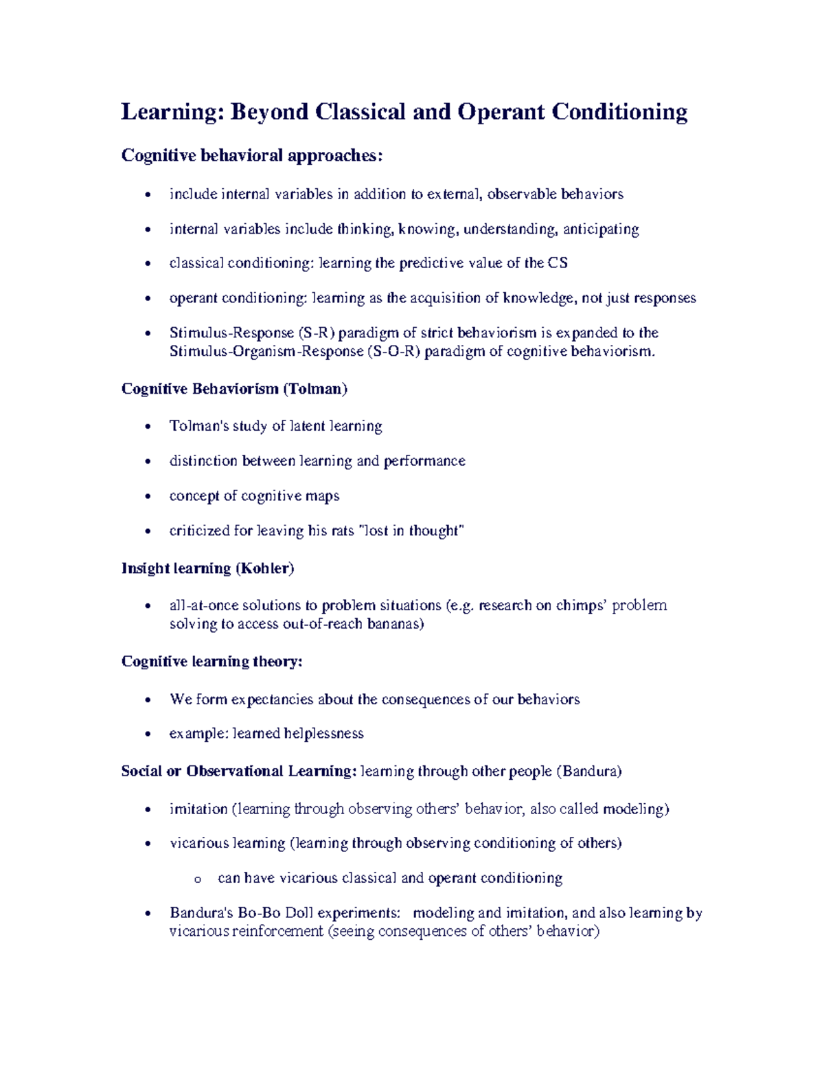 Learning Beyond Basics - Learning: Beyond Classical and Operant ...