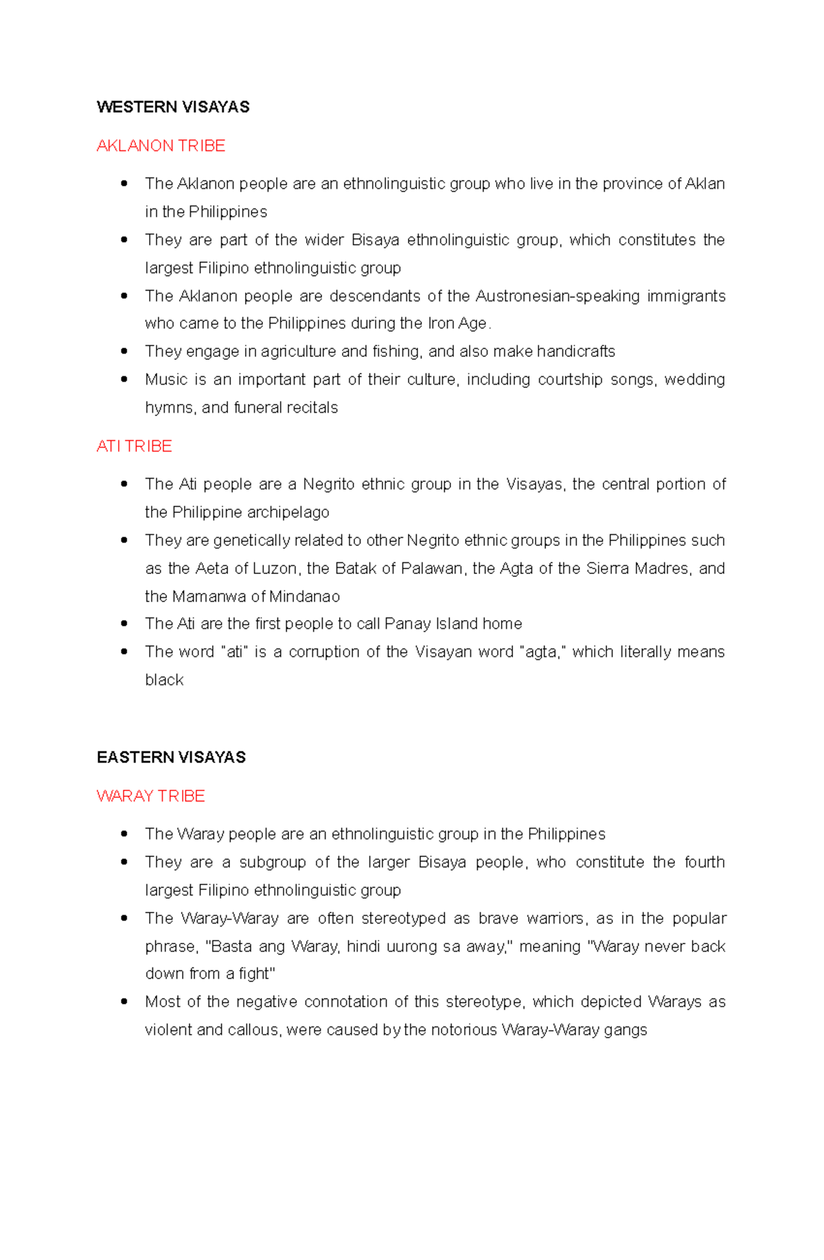 Western Visayas - LECTURE FOR LESSON - WESTERN VISAYAS AKLANON TRIBE ...