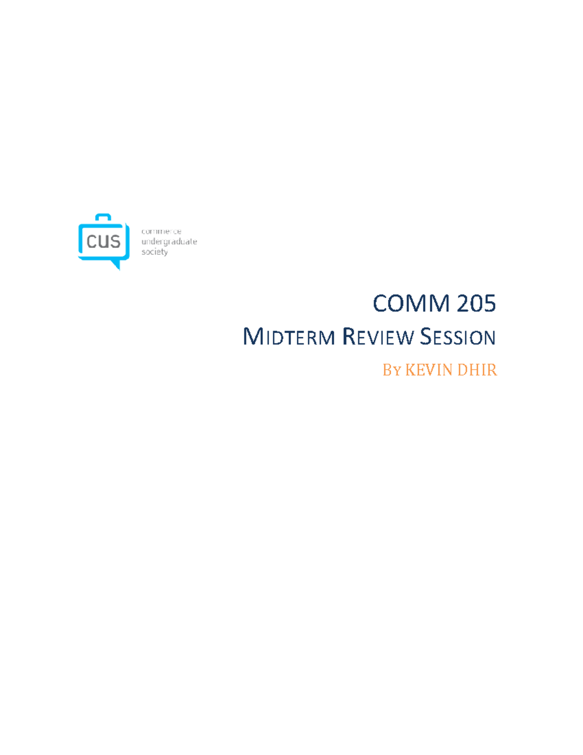 COMM 205 Midterm Review Session - Studocu