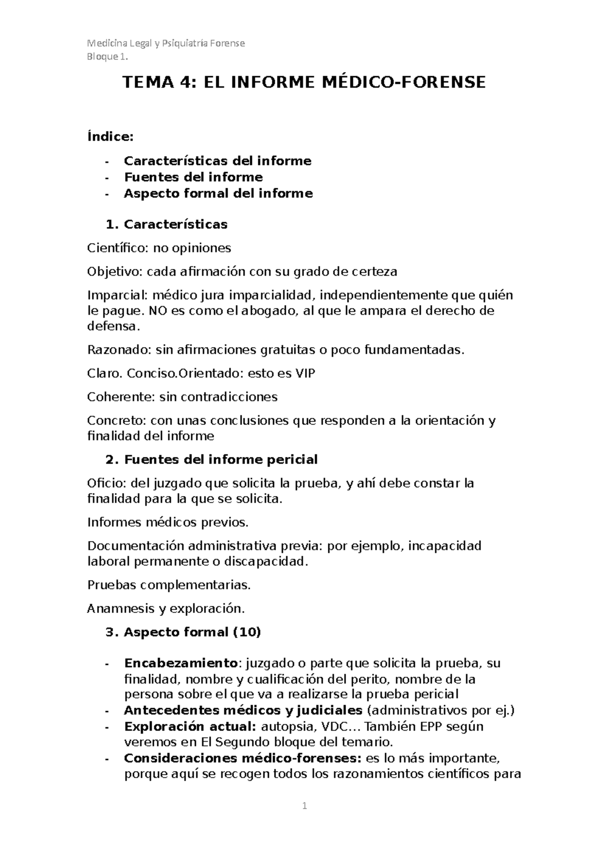 TEMA 4, BLOQUE 1 - Medicina Legal y Psiquiatría Forense Bloque 1. TEMA ...
