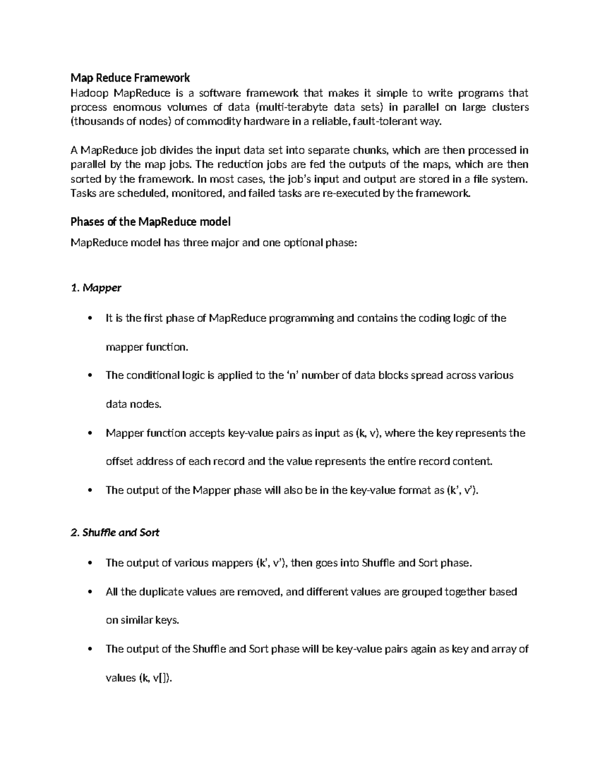 Unit2 Map Reduce - NOTES - Map Reduce Framework Hadoop MapReduce is a ...