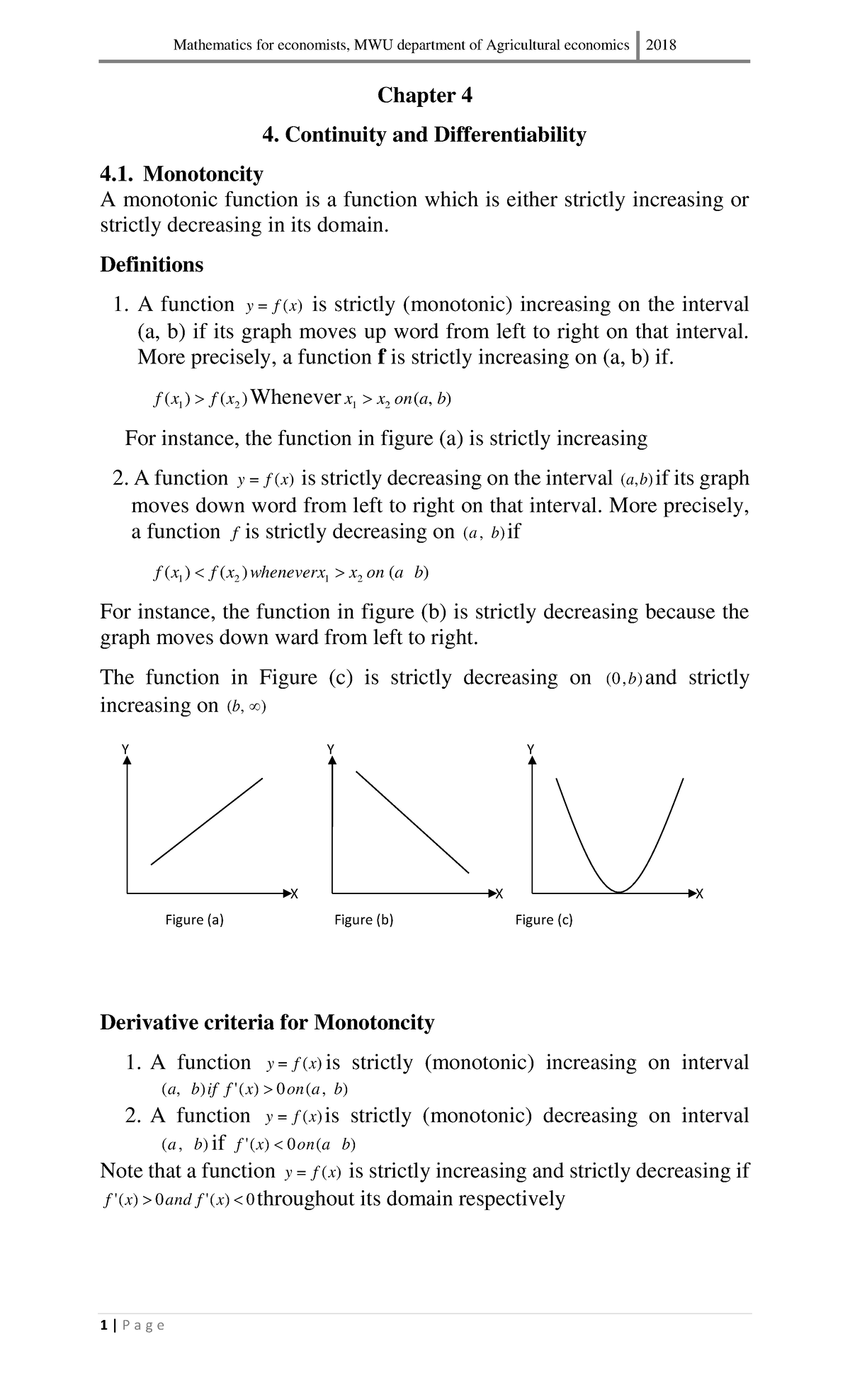 Chapter 4 Continuity and Differentiability Mathematics for economists - Chapter 4 Continuity and ...