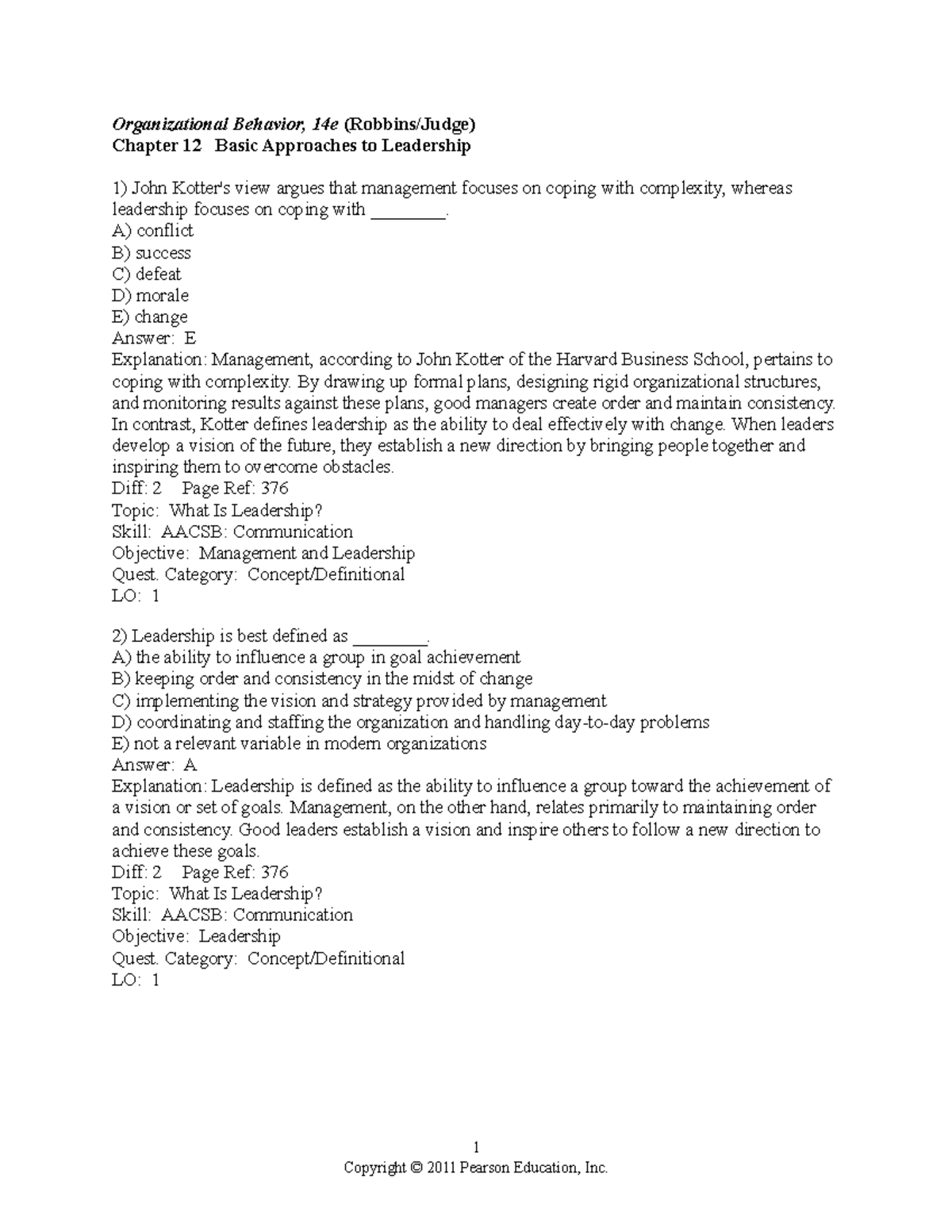 Sample/practice exam 2020, questions and answers - Organizational ...