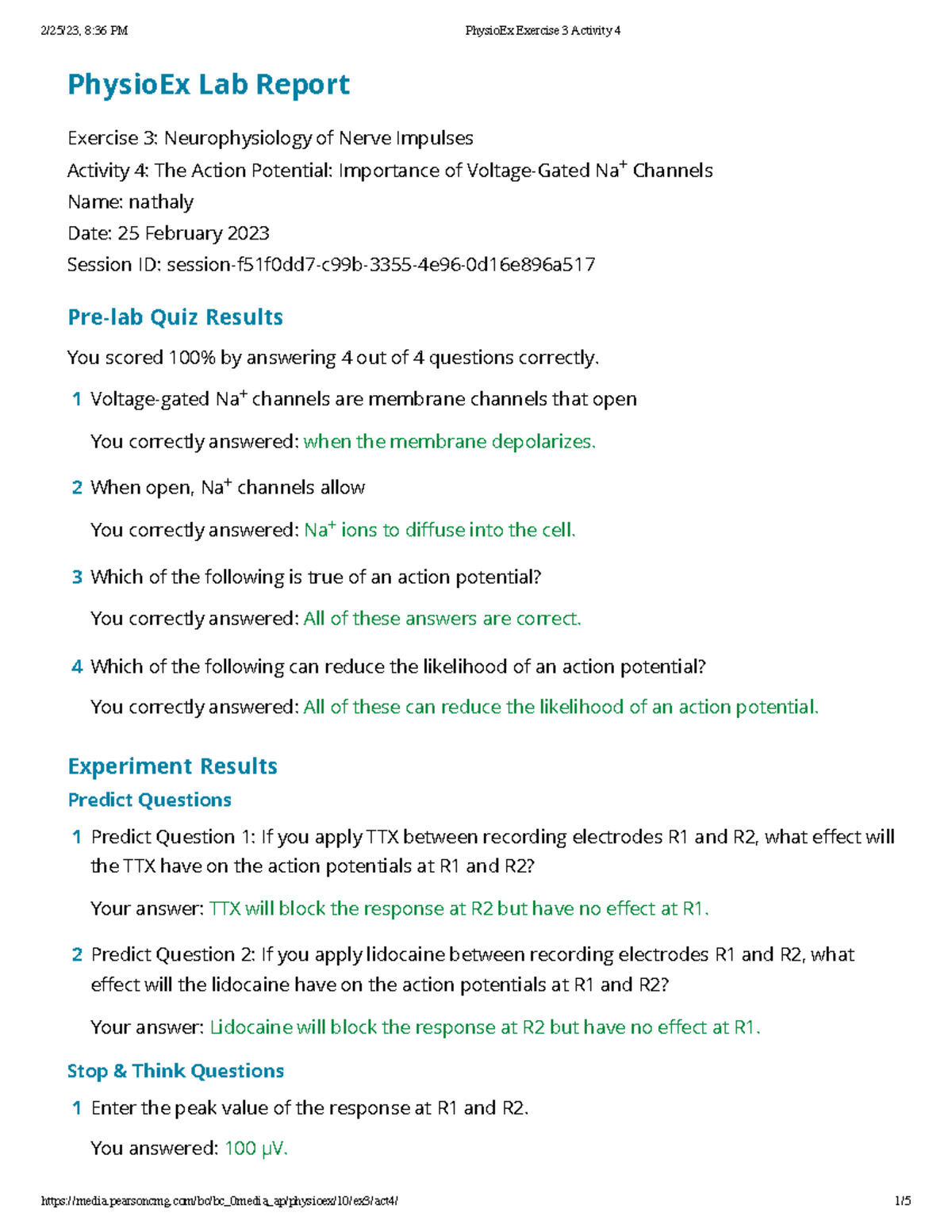 Physio Ex Exercise 3 Activity 4 - PhysioEx Lab Report Exercise 3 ...