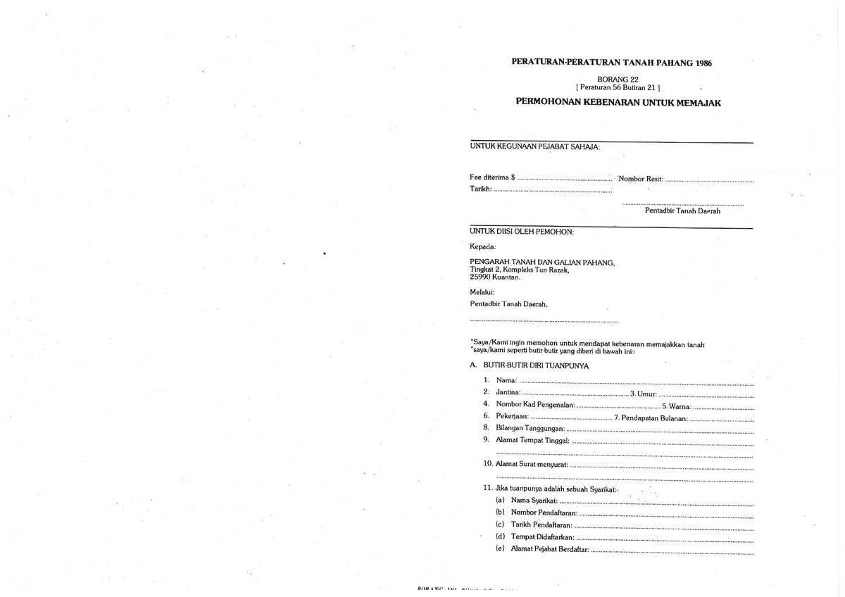 Borang 22 - Sample of documents - Convey - Studocu