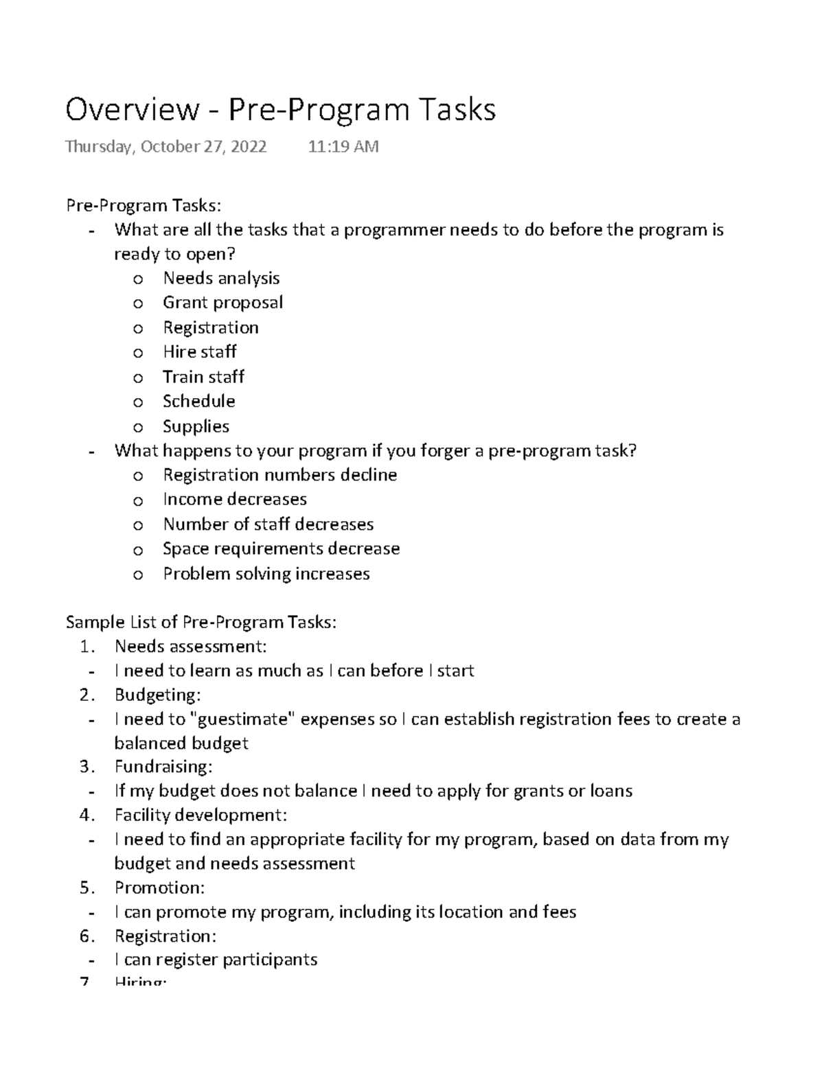 Ch 6 Overview - Pre-Program Tasks - Pre-Program Tasks: What are all the tasks that a programmer ...