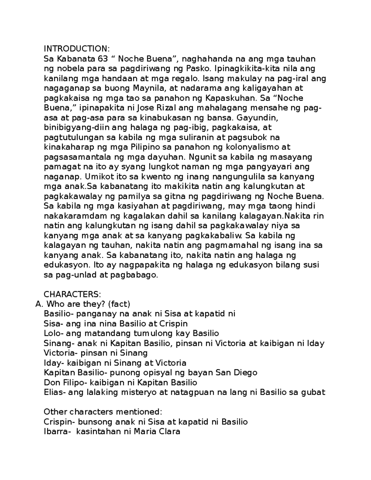 Book report - Please give as much as possible - INTRODUCTION: Sa ...