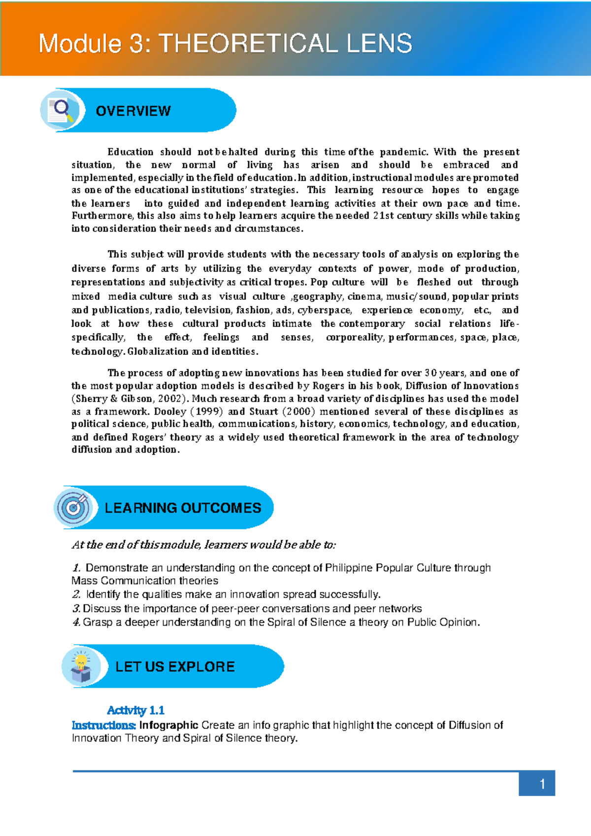 Module 3 Theoretical LENS - ####### Education should not be halted ...