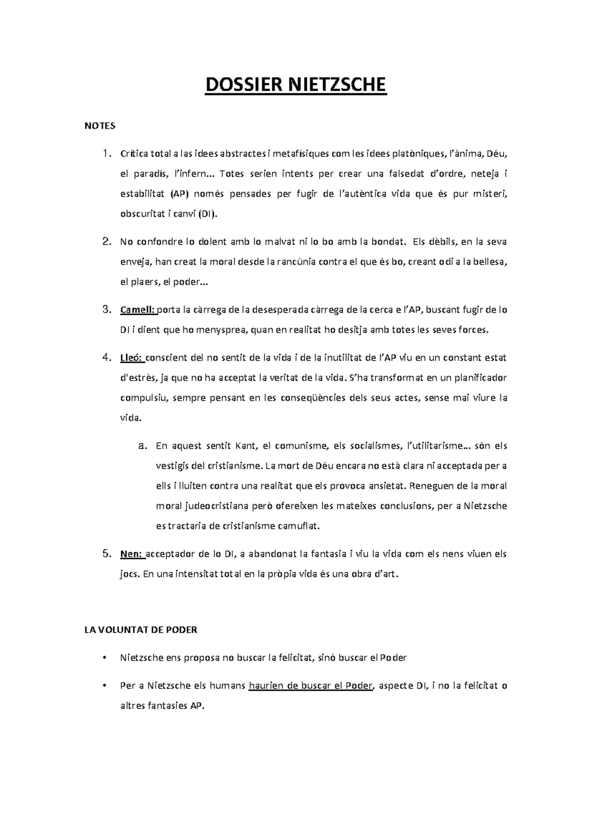 Dossier Nietzsche - DOSSIER NIETZSCHE NOTES Crítica total a las idees ...