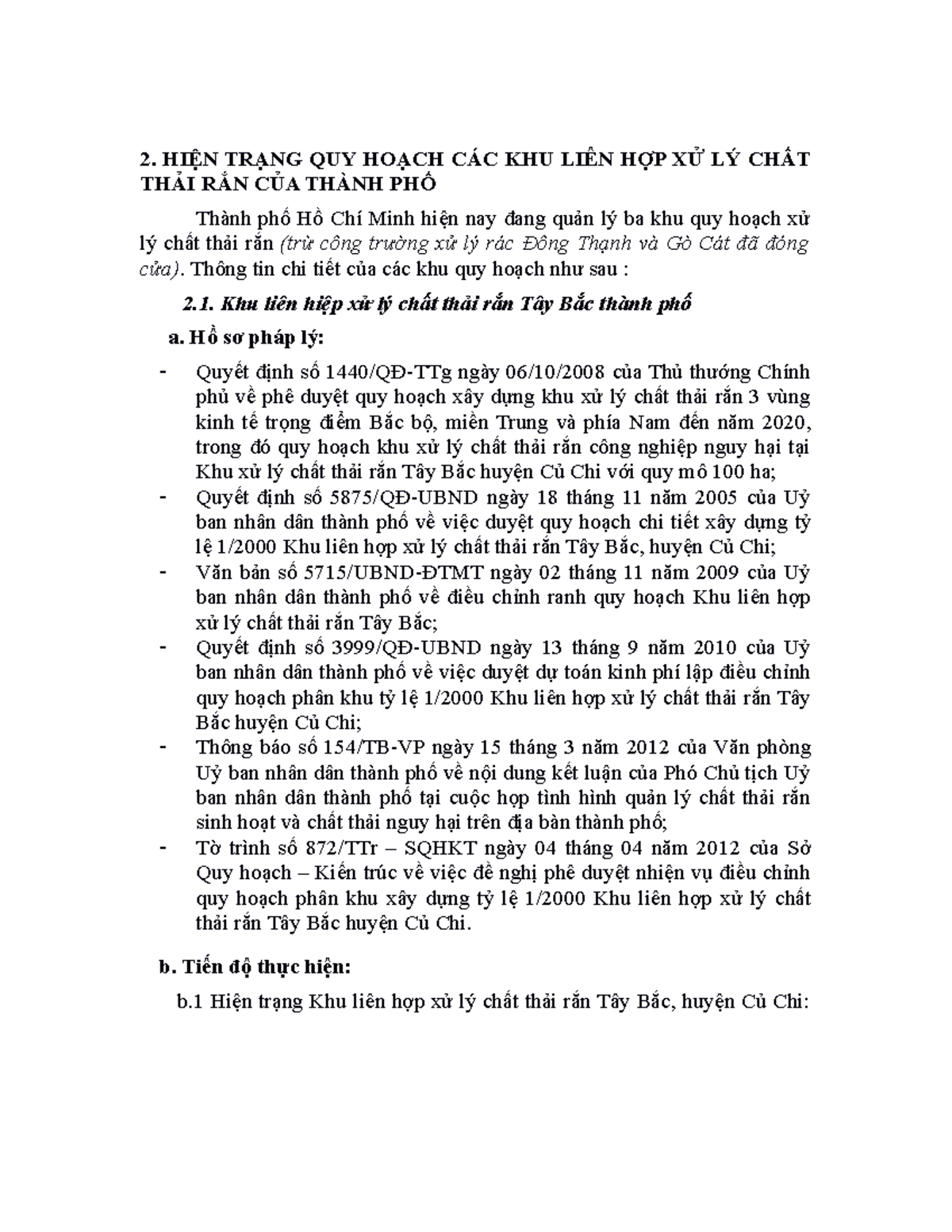 Hiện trạng quy hoạch các khu liên hợp - 2. HIỆN TRẠNG QUY HOẠCH CÁC KHU ...