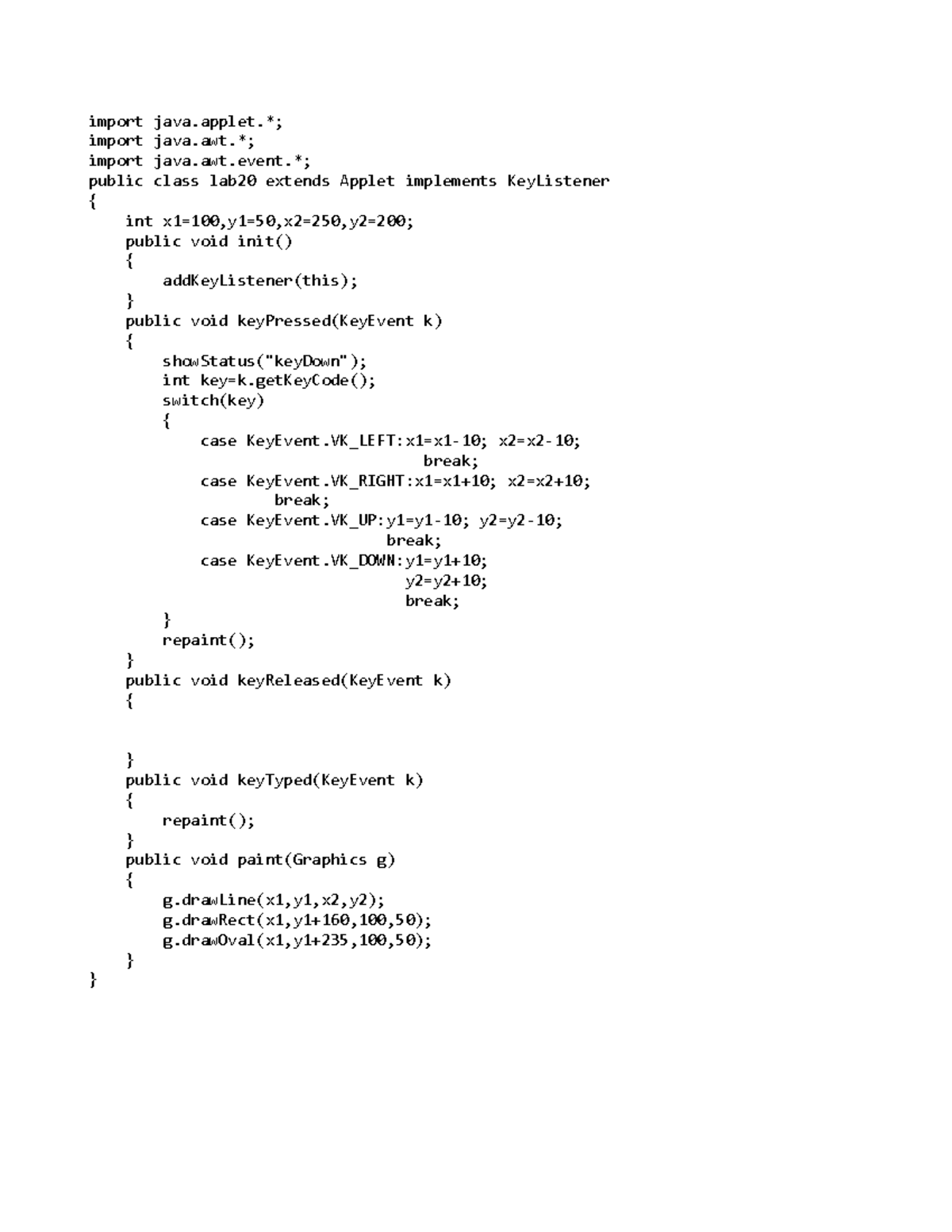 Lab20 - LAB PROGRAMS - import java.; import java.; import java.awt.*; public class lab20 extends ...