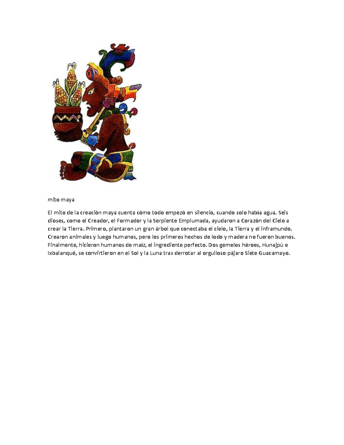 Mito maya - Resumen Lengua y Literatura - mito maya El mito de la ...