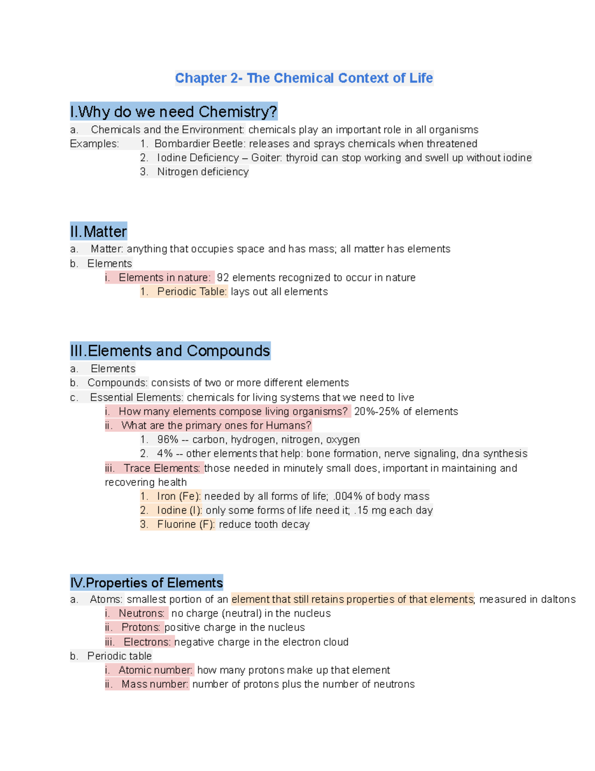 Chapter 2- chemistry - Chapter 2- The Chemical Context of Life I do we ...