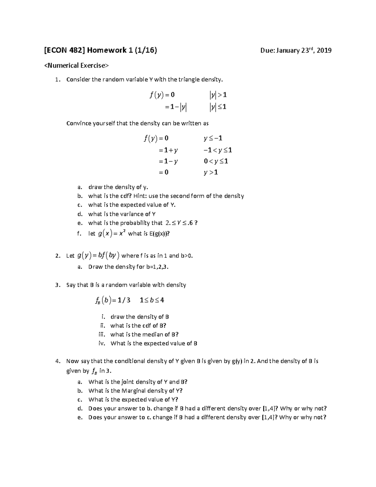 Homework+1 - Homework 1 - [ECON 482] Homework 1 (1/16) Due: January ...