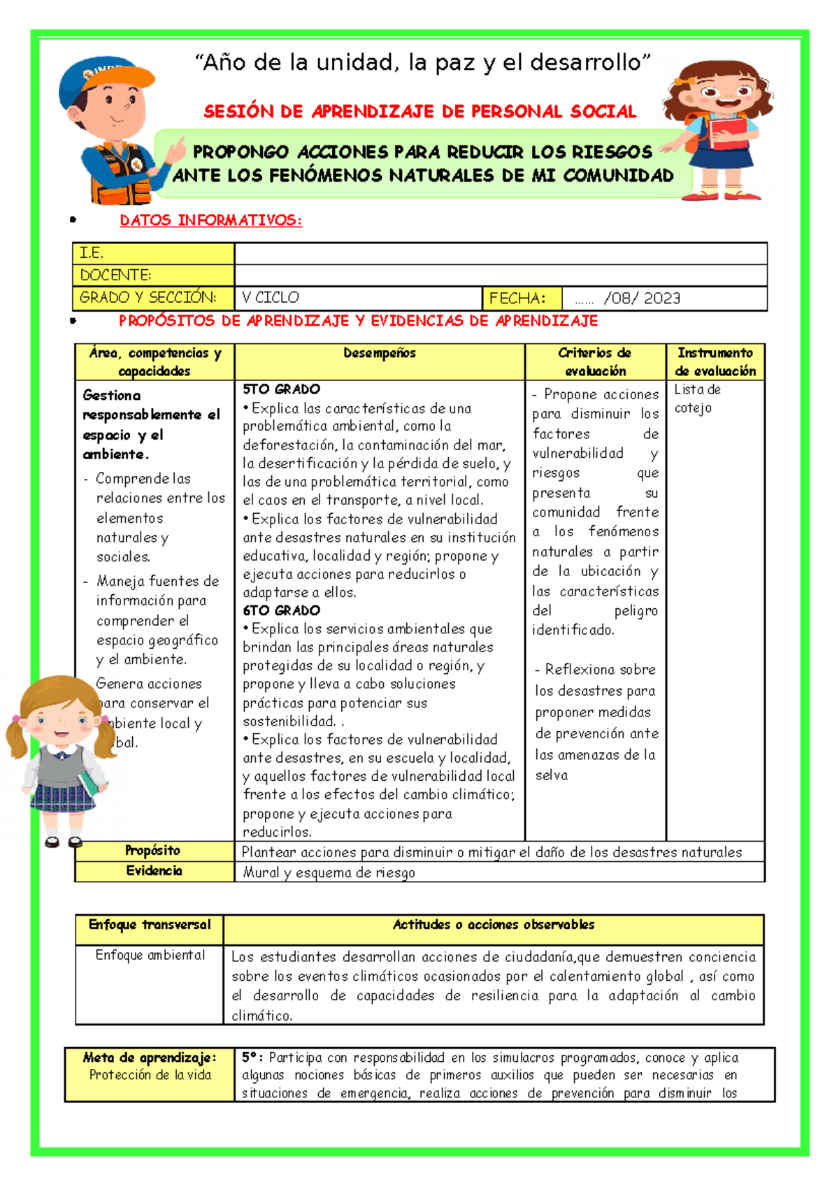 SES- Viern-PS- Propongo Acciones PARA Reducir LOS Riesgos ANTE LOS Fenómenos Naturales DE MI ...