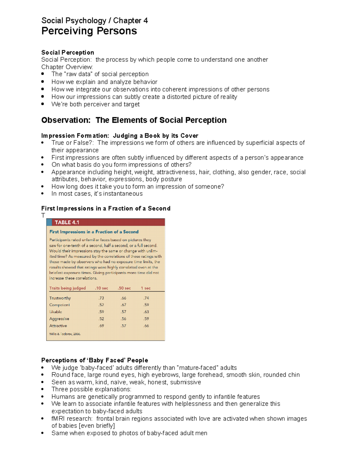 Collin College PSY 2319 Chapter 4 Perceiving Persons Notes - Social ...