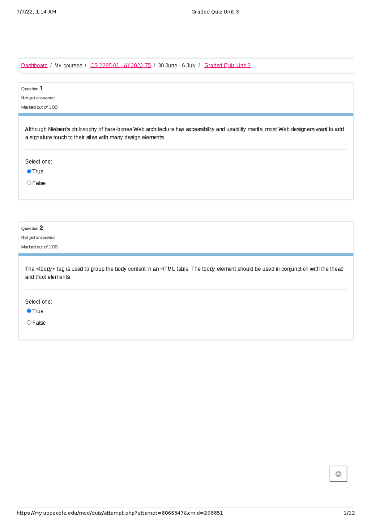 Graded Quiz Unit 3 - Studocu