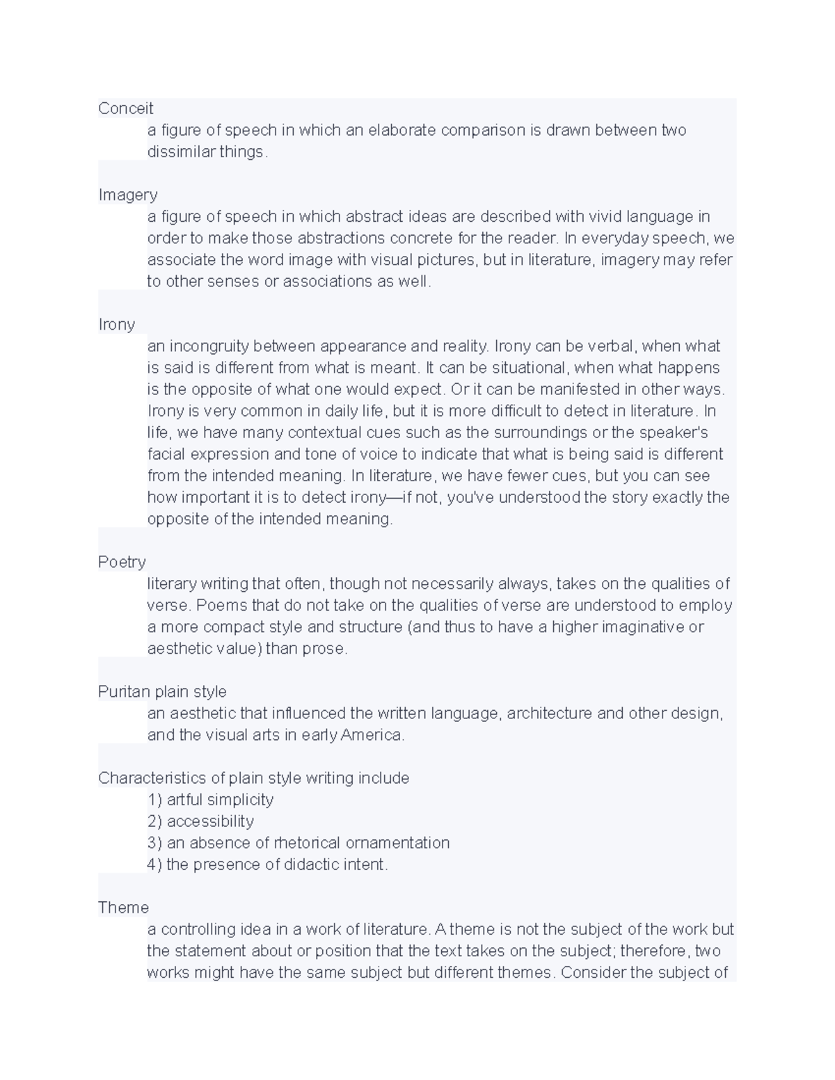 Engl 1310 notes pt 3 - Conceit a figure of speech in which an elaborate ... Engl 1310 notes pt 3 - Conceit a figure of speech in which an elaborate ...