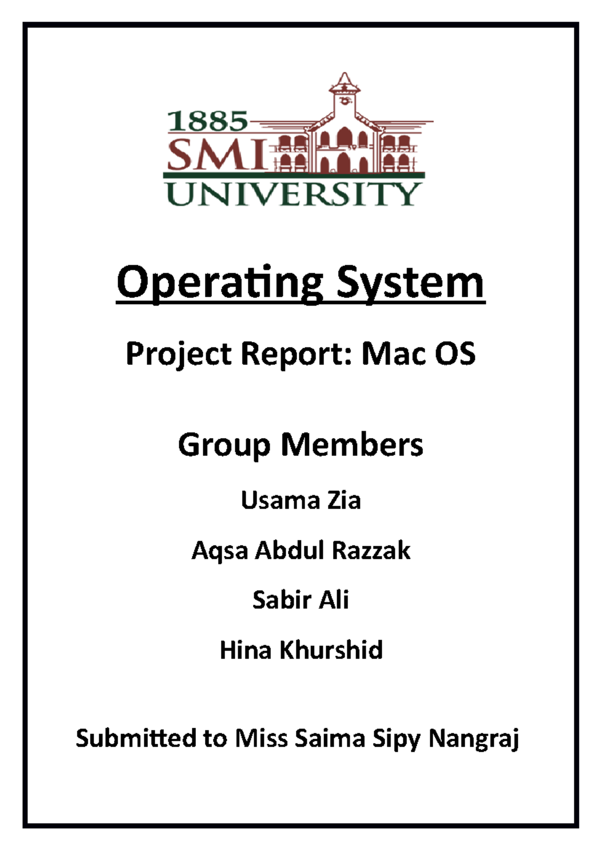 Report on Mac Opreating System - Operating System Project Report: Mac ...