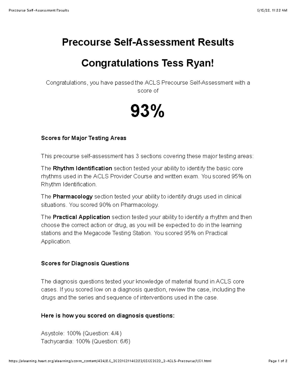 Precourse Self-Assessment Results - - Studocu