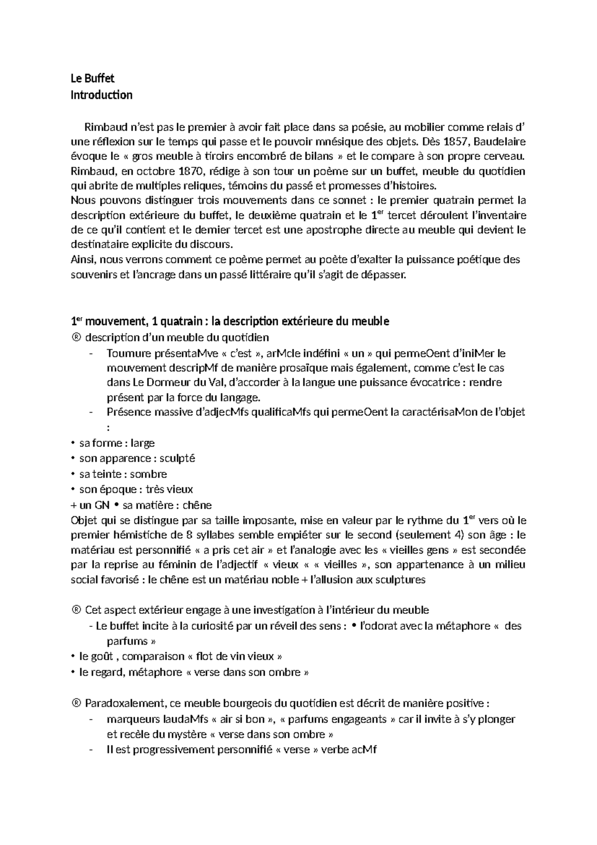 Le Buffet - Fiche de lecture - Le Buffet Introduction Rimbaud n’est pas ...