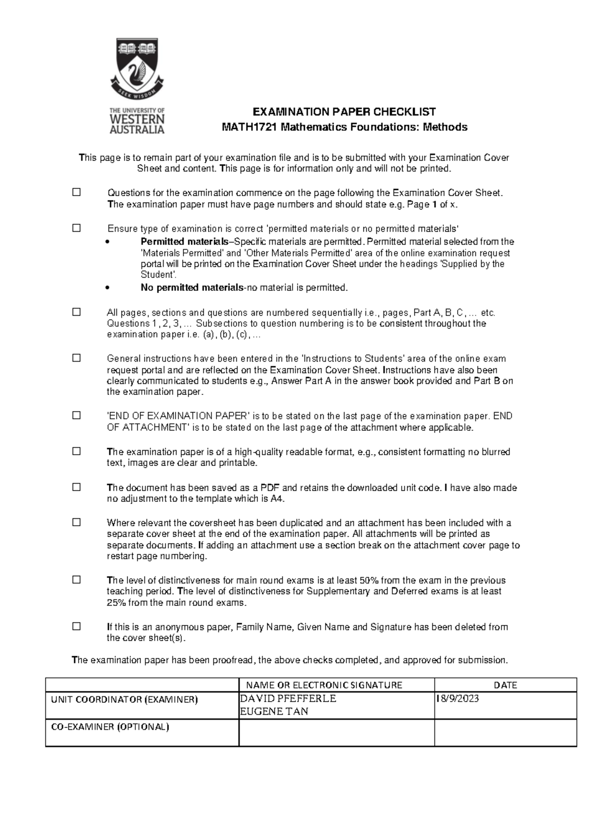 MATH1721 2023 Past Year Exam 2022 Semester 3 - ####### EXAMINATION ...