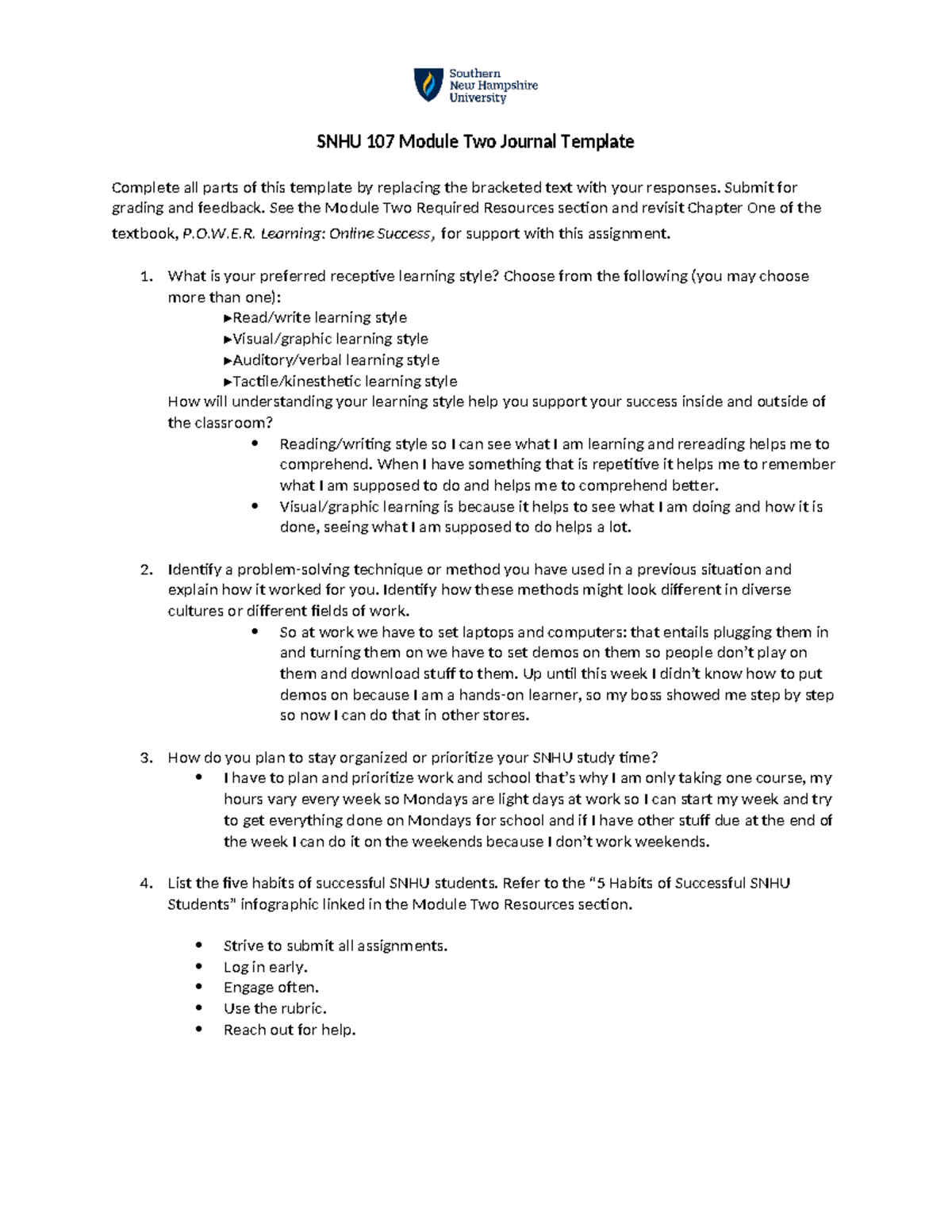 SNHU 107 Module Two Journal Template - SNHU 107 Module Two Journal ...
