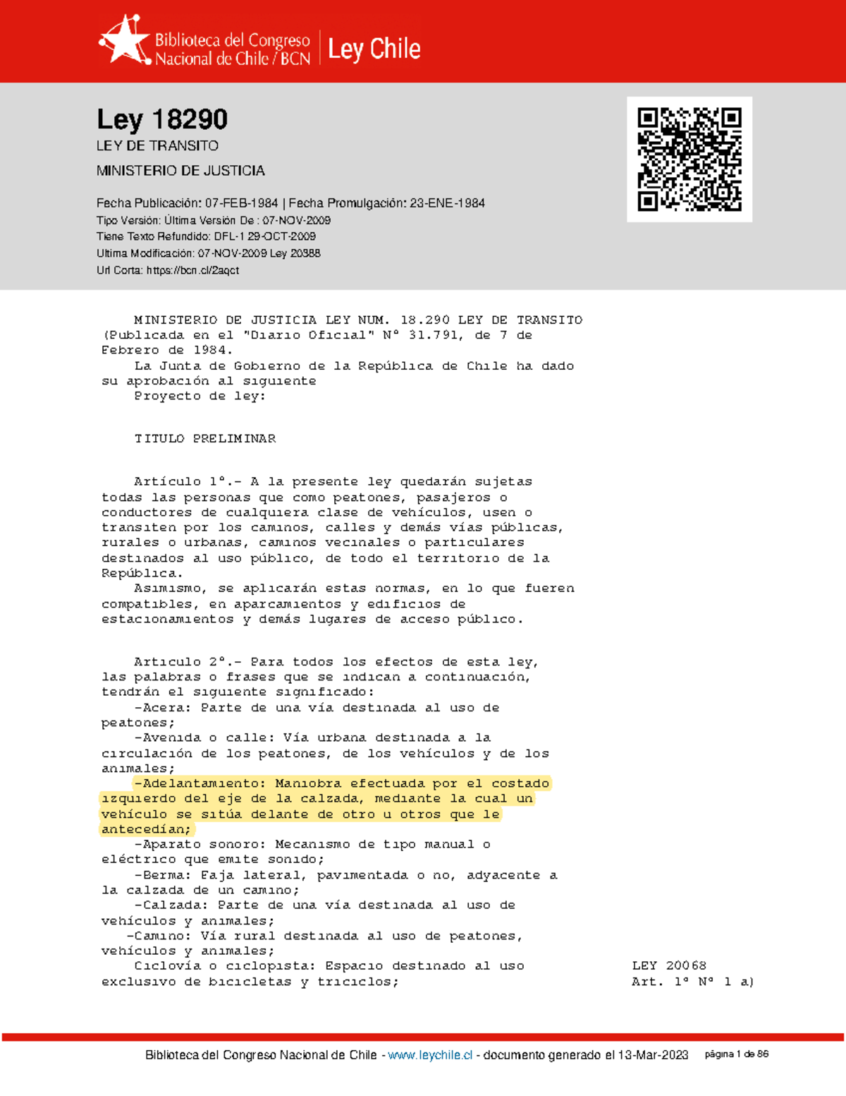 LEY-18290 07-FEB-1984 (Ley de Transito) - Ley 18290 LEY DE TRANSITO ...