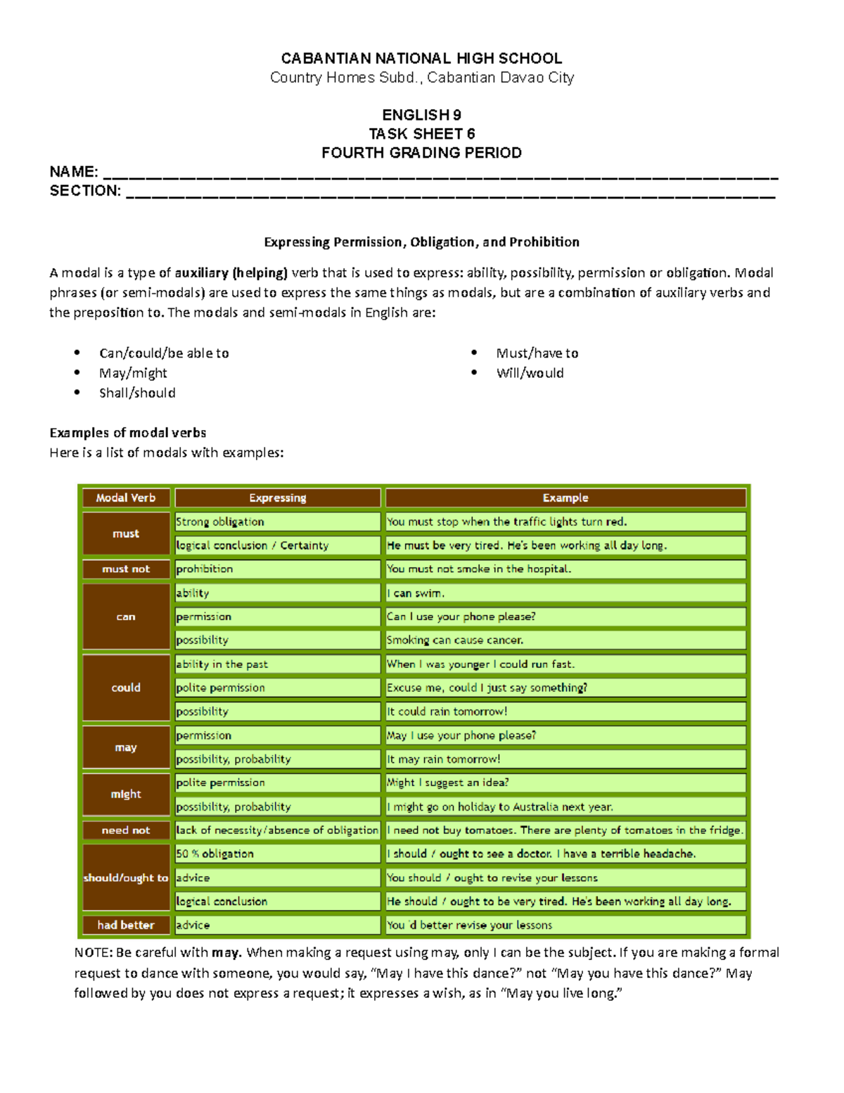 Task Sheet 6 - Summative for creative writing - CABANTIAN NATIONAL HIGH ...
