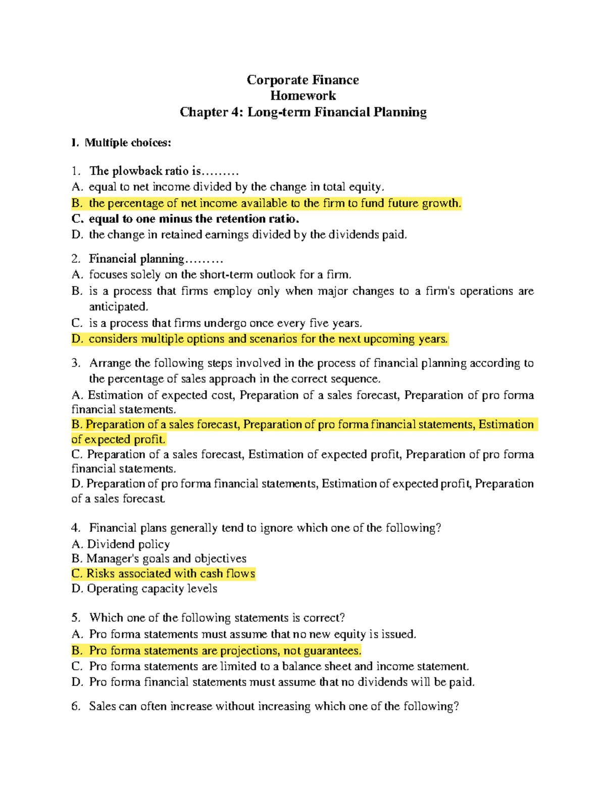Chapter 4 hoi quy voi bien gia - Corporate Finance Homework Chapter 4 ...