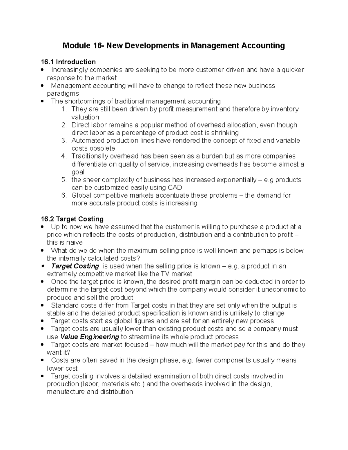 Ch16 New Developments in Management Accounting - They are still been ...