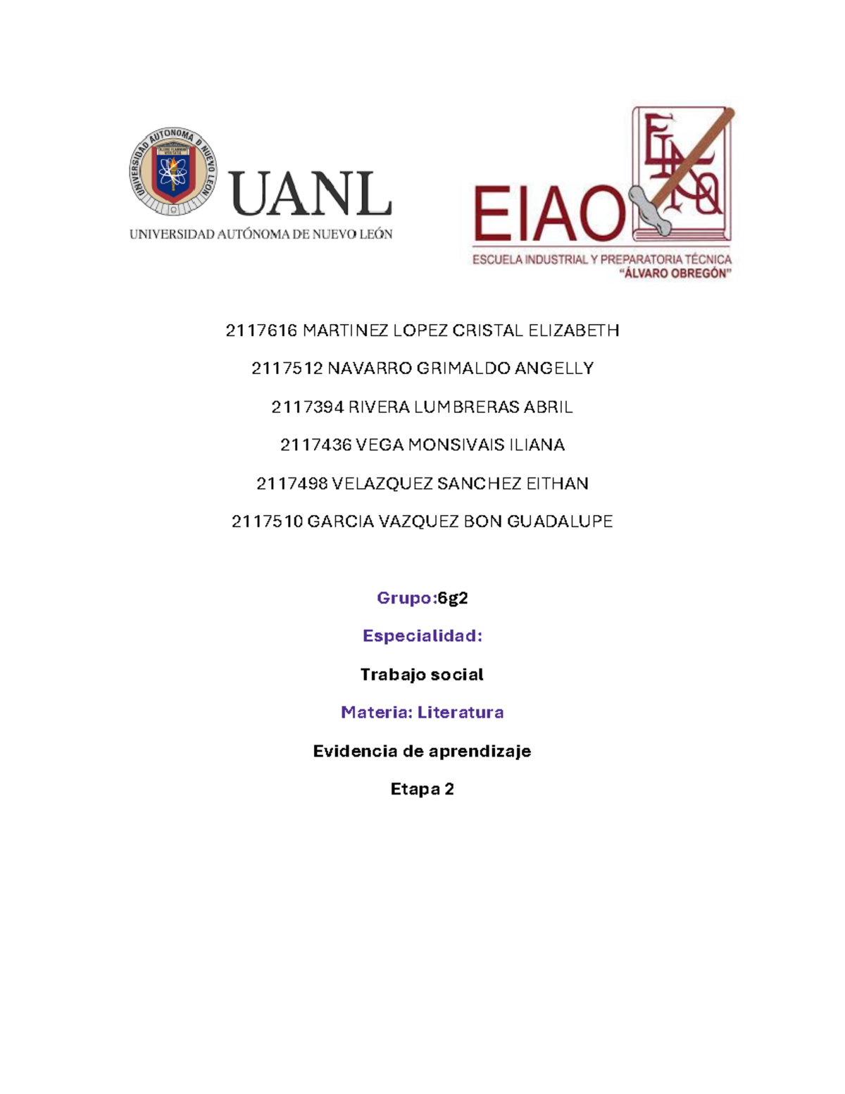 EQ3-EV2-LIT (2) - 2117616 MARTINEZ LOPEZ CRISTAL ELIZABETH 2117512 NAVARRO GRIMALDO ANGELLY ...