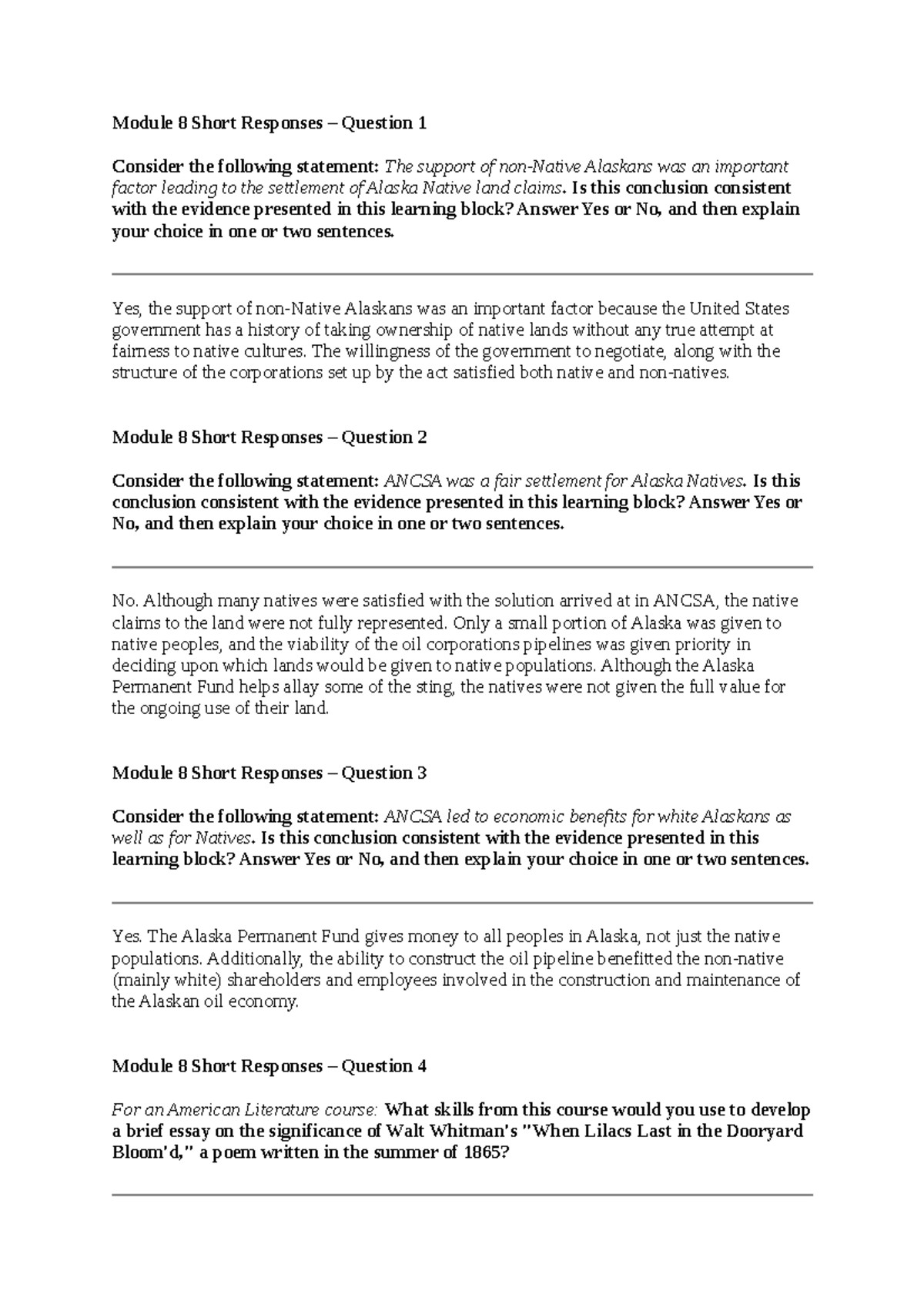 HIS 200 Module 8 Short Response - Module 8 Short Responses – Question 1 ...