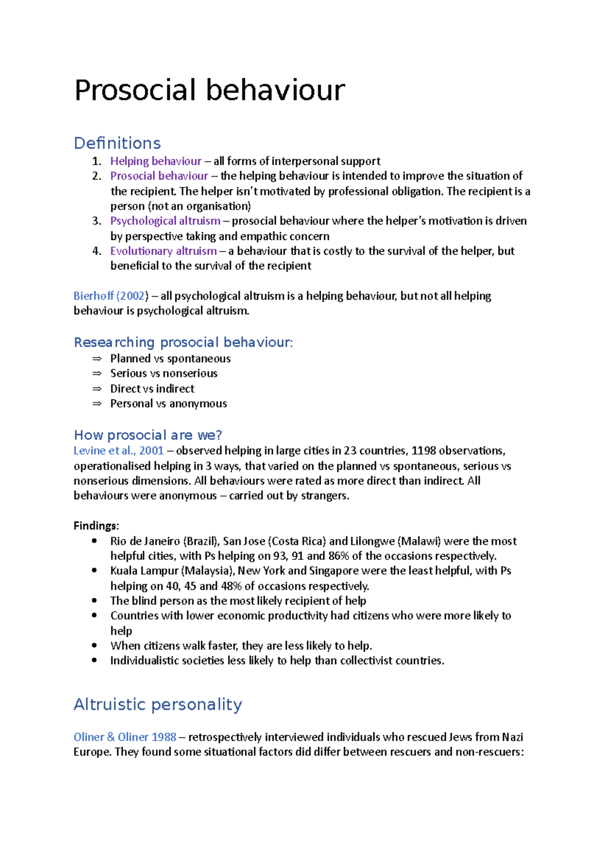 Prosocial behaviour 1st dec - Prosocial behaviour Definitions Helping ...