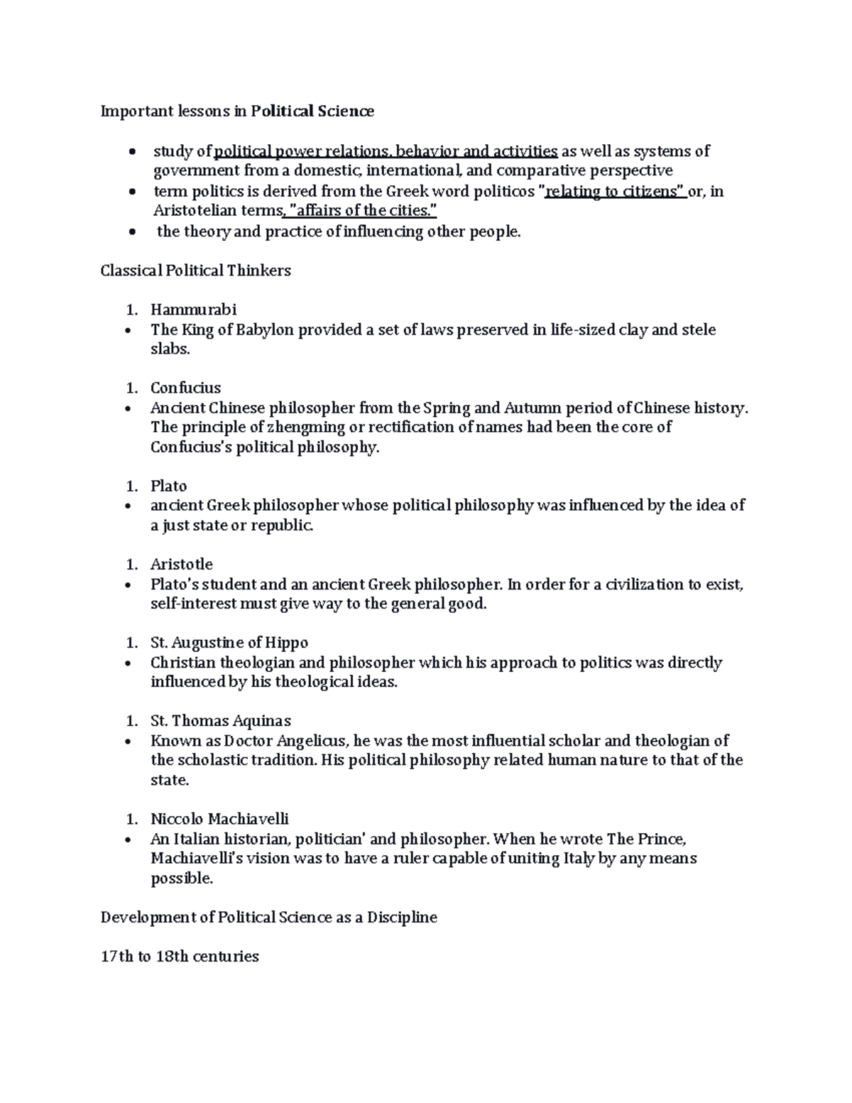 Discipline of Politics notes - Important lessons in Political Science ...