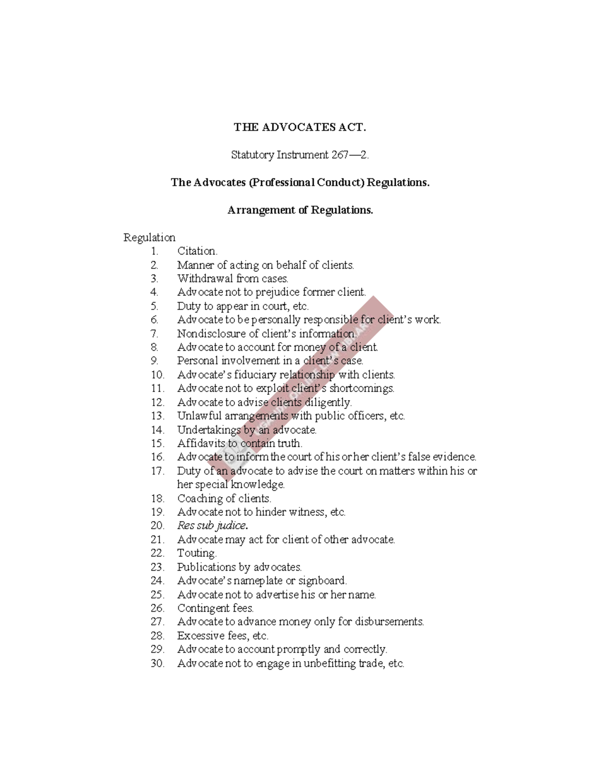 SI 267 2 - Acts - THE ADVOCATES ACT. Statutory Instrument 267—2. The ...