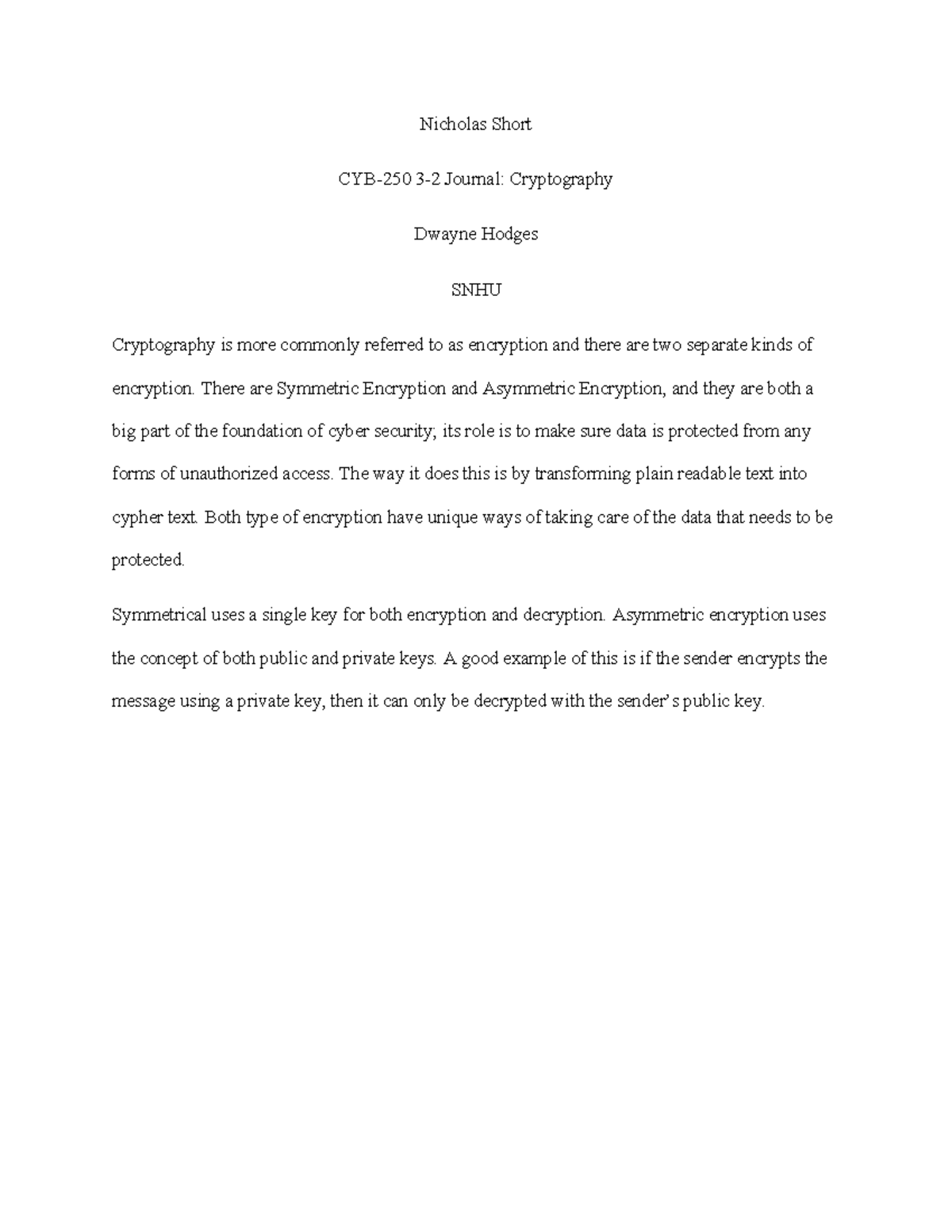 Nicholas Short CYB-250 3-2 - Nicholas Short CYB-250 3-2 Journal ...