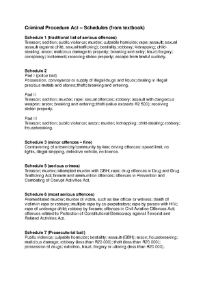 Schedules Criminal Procedure Act - Criminal Procedure Act – Schedules ...