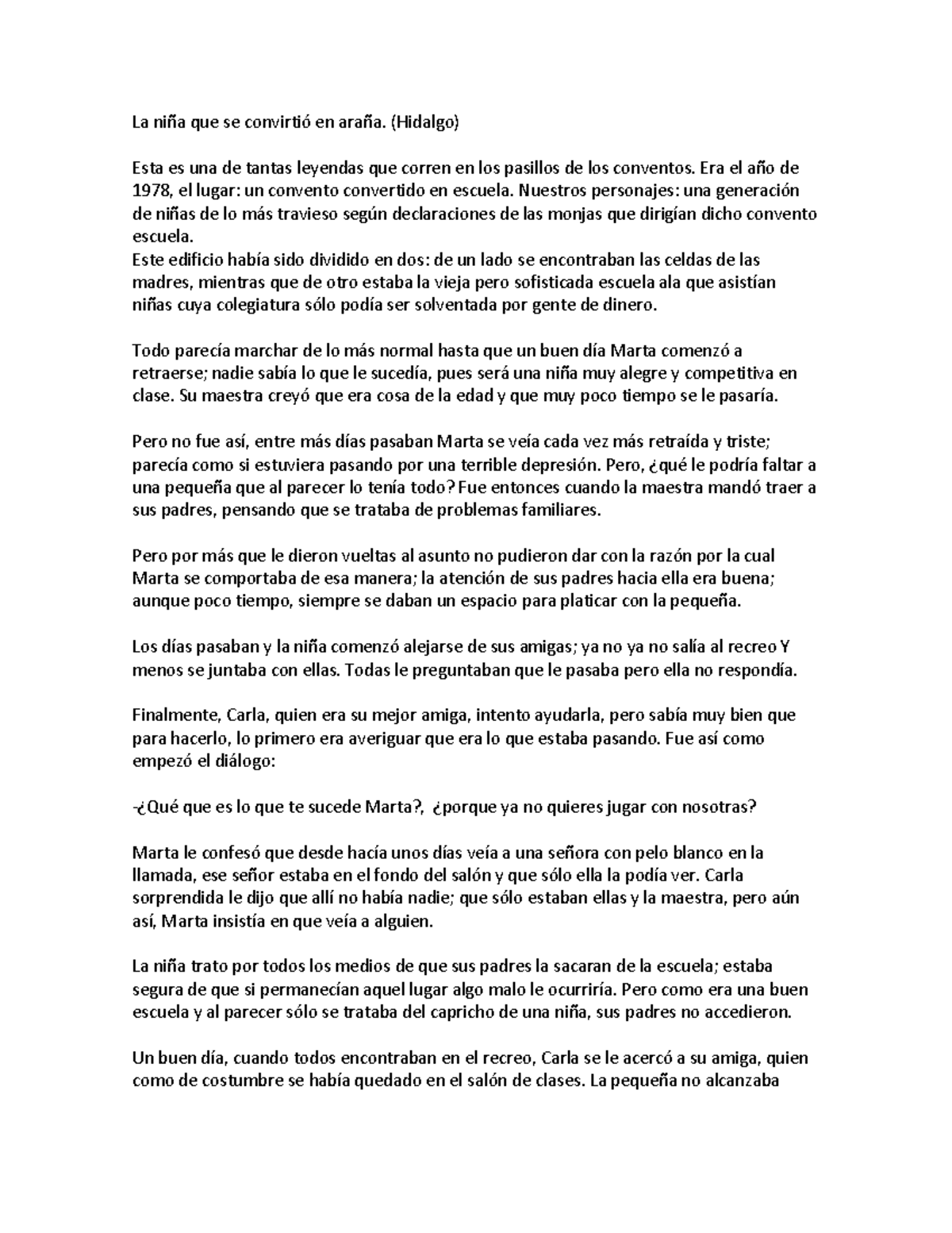 La niña que se convirtió en araña - La niña que se convirtió en araña ...