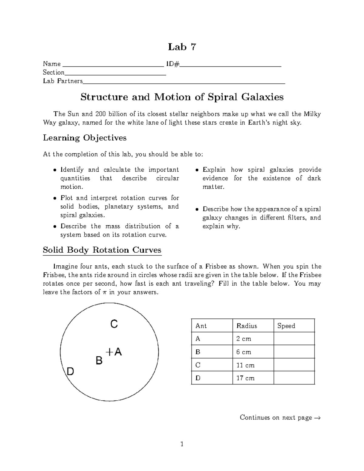 Lab7-1 - ***************** - Lab 7 Name ID# Section Lab Partners Structure and Motion of Spiral ...