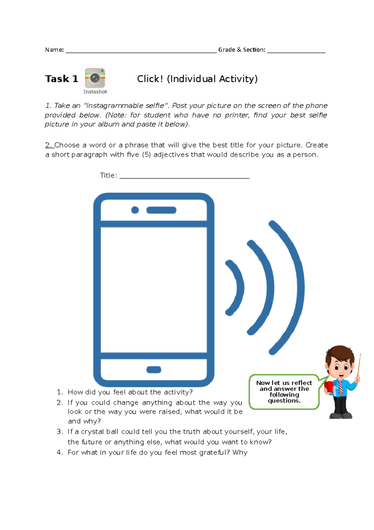 Task 1 Insta Click - Activity Sheet - Name ...