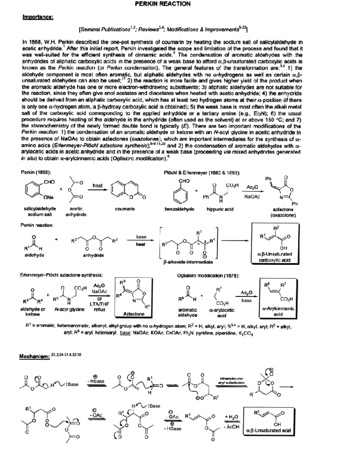 Perkin reaction - PERKIN REACTION Importance [Seminal Publications ...