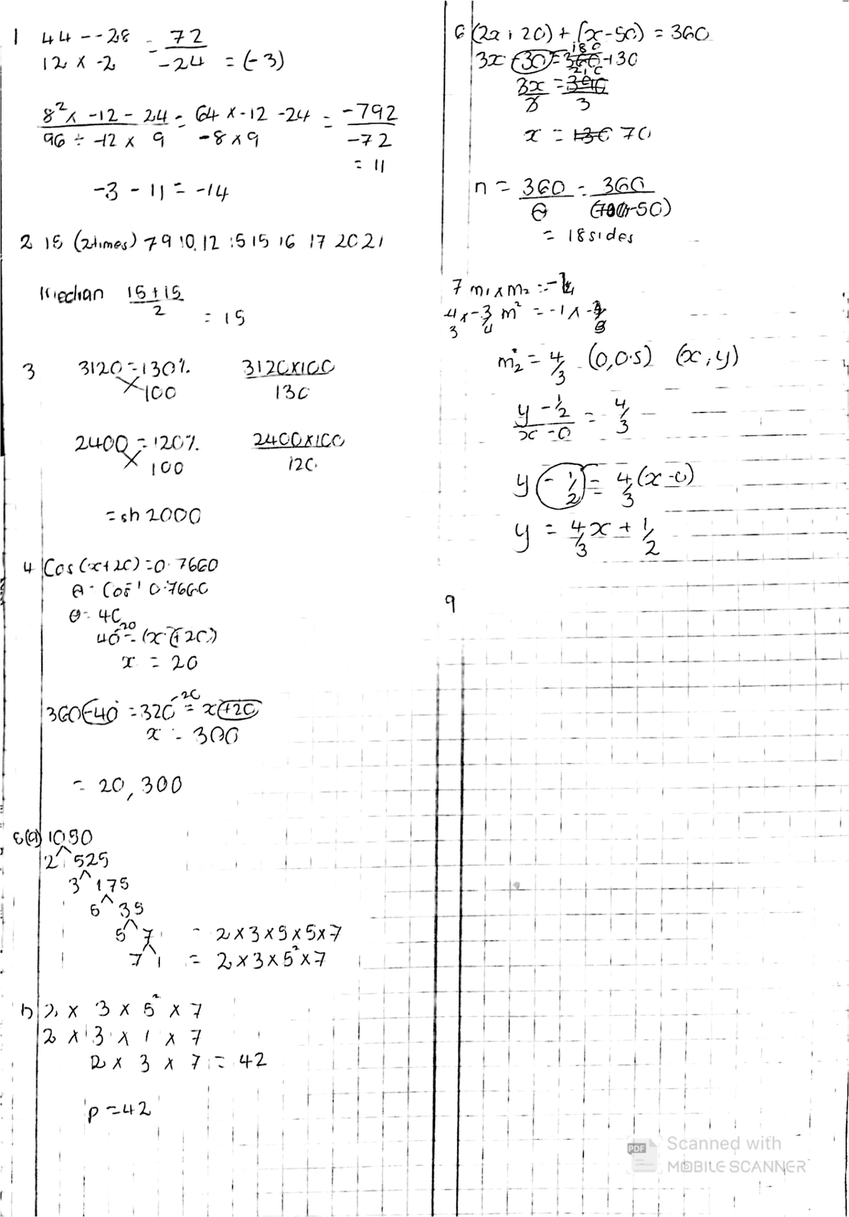 Maths F3 Assignment - Answer only - 44-28-72 (22 1 20) + (x-5c) = 360 ...
