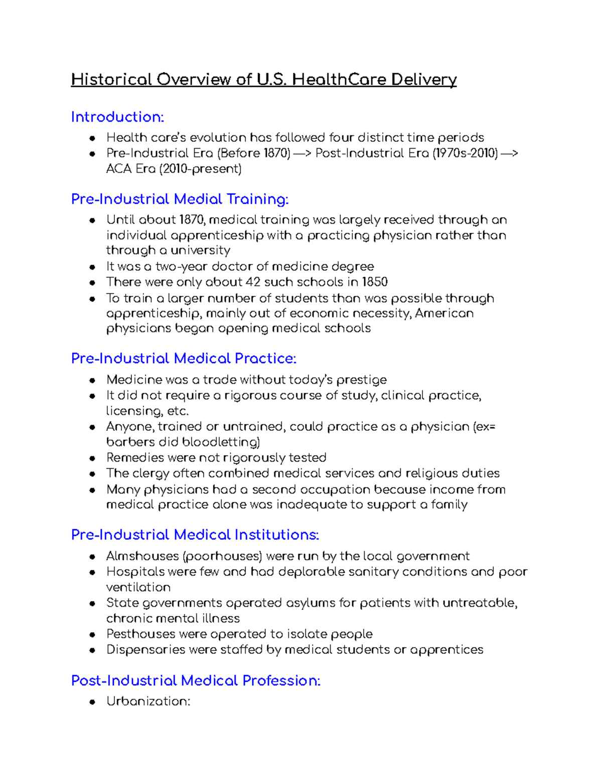 Historical Overview of U - HealthCare Delivery Introduction: Health ...