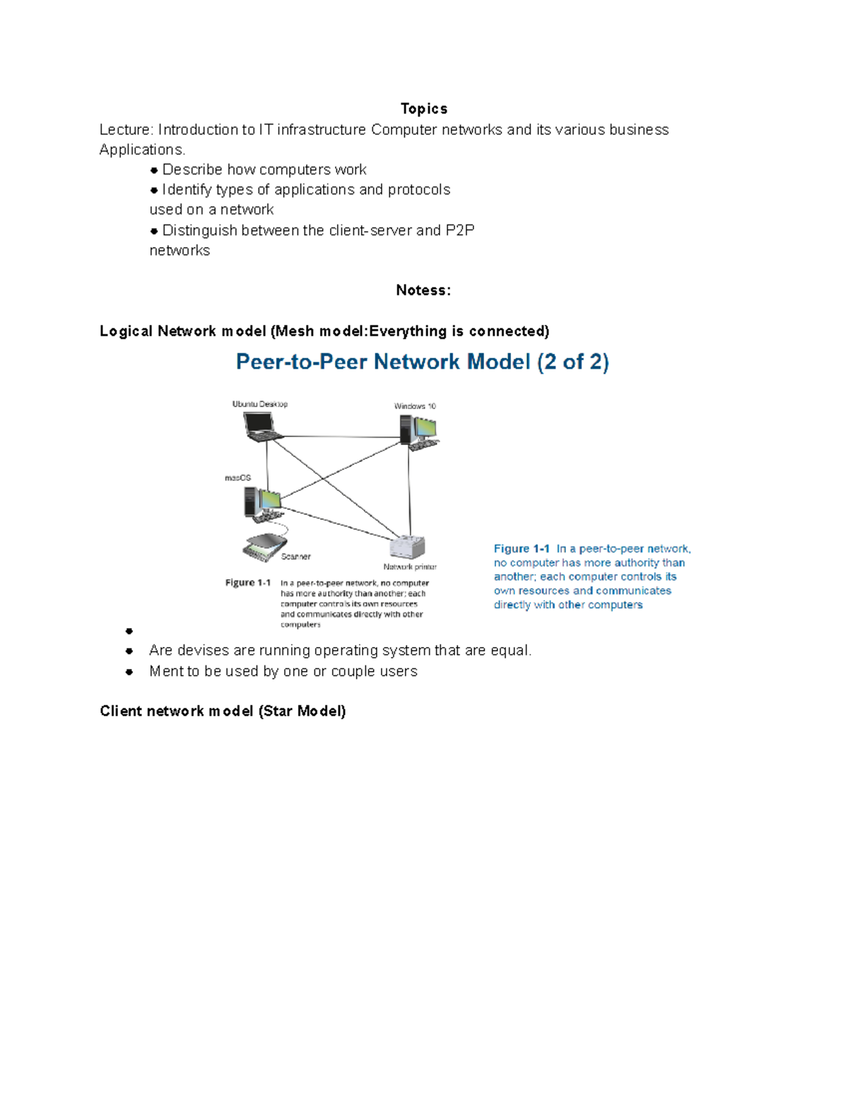 Intro Week 1 L Notes Topics Lecture Introduction To It Infrastructure Computer Networks And