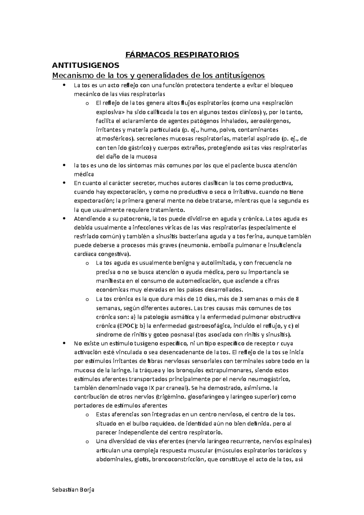 Farmacos respiratorios - FÁRMACOS RESPIRATORIOS ANTITUSIGENOS Mecanismo ...