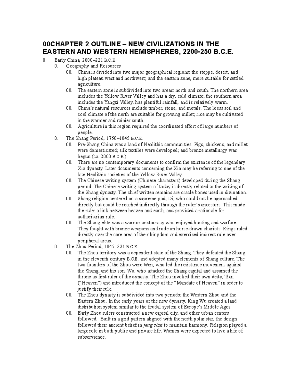 Chapter 2 Outline New Civilizations in the Eastern and Western ...